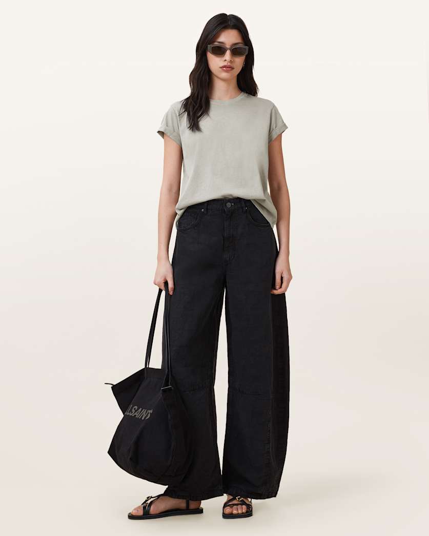 Anna Crew Neck Short Sleeve T-Shirt ABBEY STONE GREEN | ALLSAINTS US